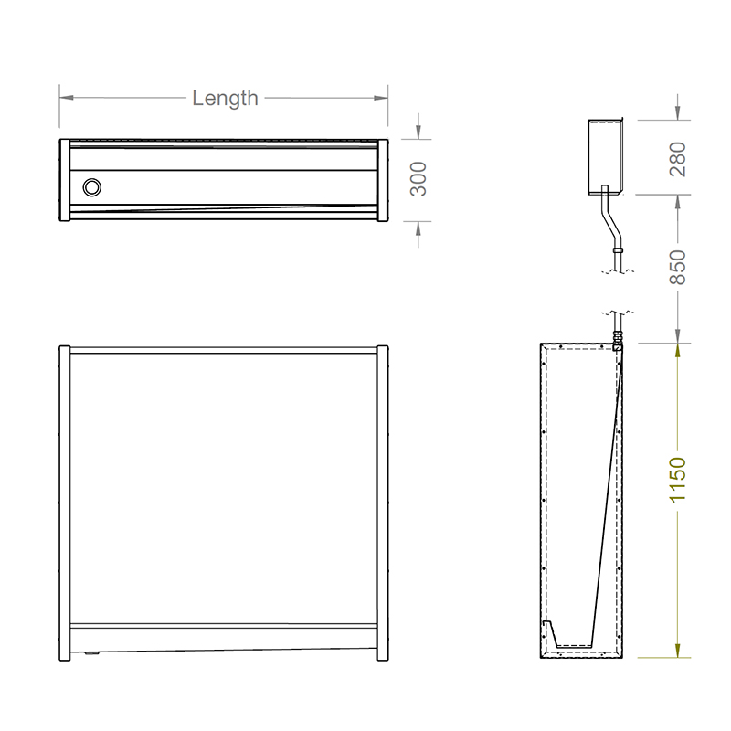 Floor Recessed Slab Urinal With Stainless Steel Cistern