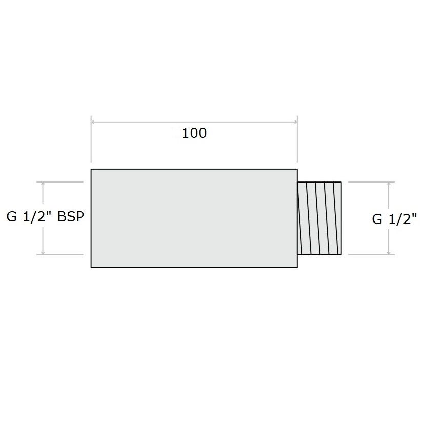 Chrome Plated Brass Wall Extensions, 100mm Long
