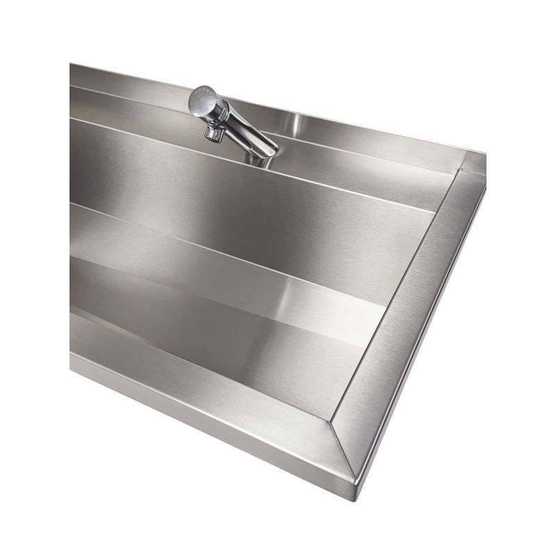 Commercial Wash Trough With Push Button Taps