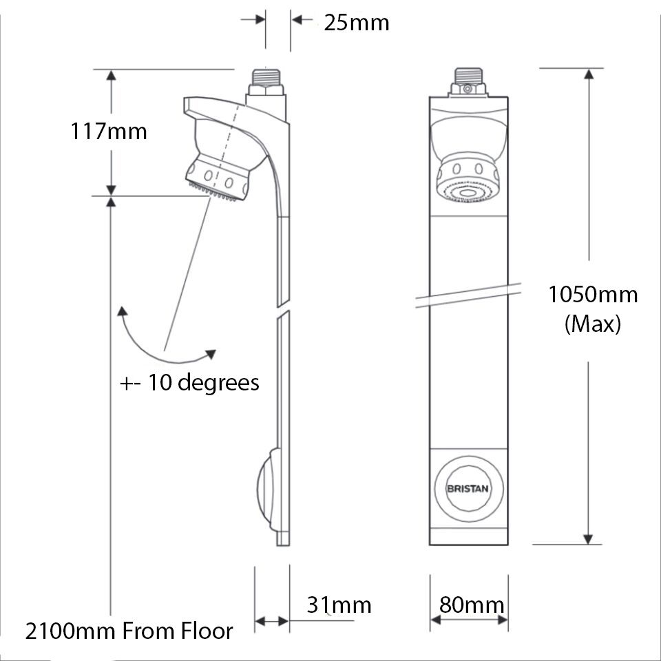 Sports Shower Panel - Push Button Operation