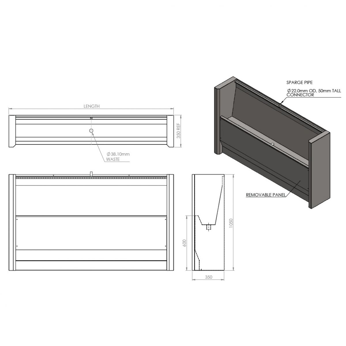 Stainless Steel Floor Trough Urinal | Custom Lengths