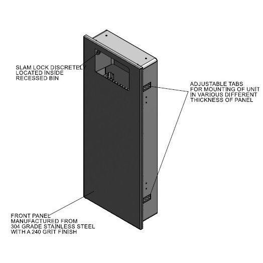 Wall Recessed Waste Bin, Stainless Steel