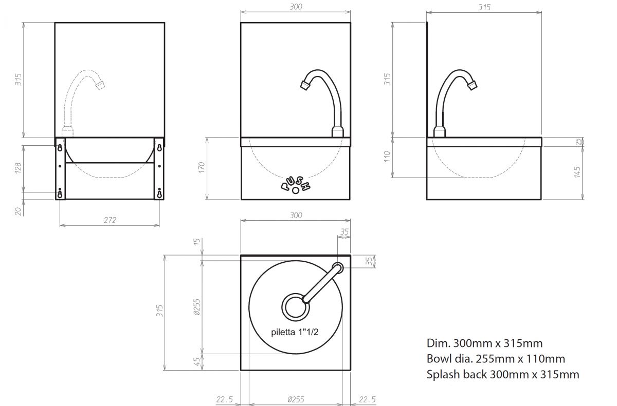 Knee Operated Hand Wash Basin With Splash Back knee-operated-hand-wash-basin-with-splash-back